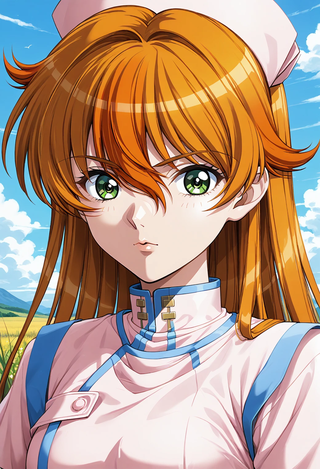 1girl, solo, (field:1.2), (blue sky:1.2), serious, nogiwa_miho - SeaArt AI