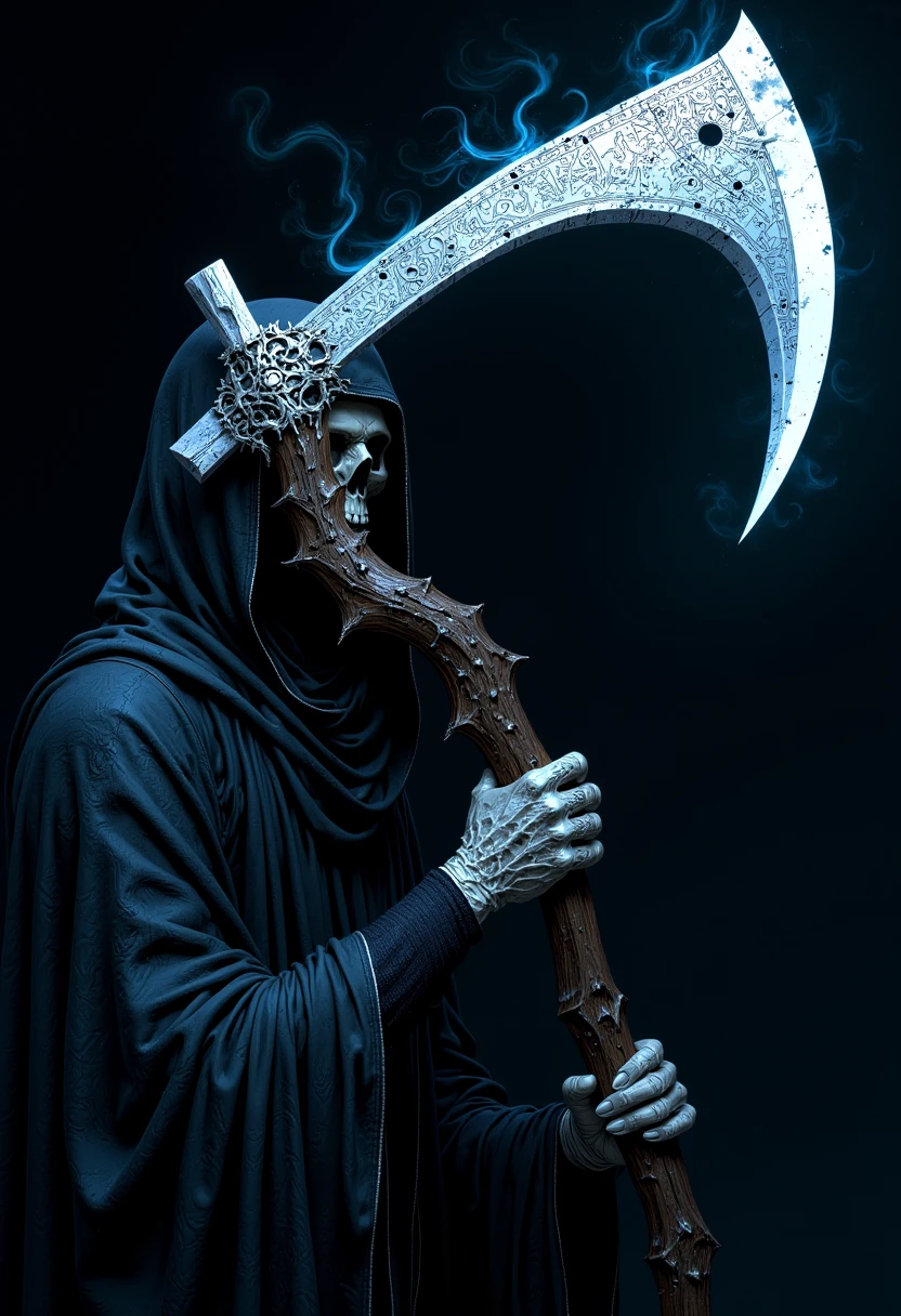 Arafed grimel with a large scyther and a smoking cigarette - SeaArt AI