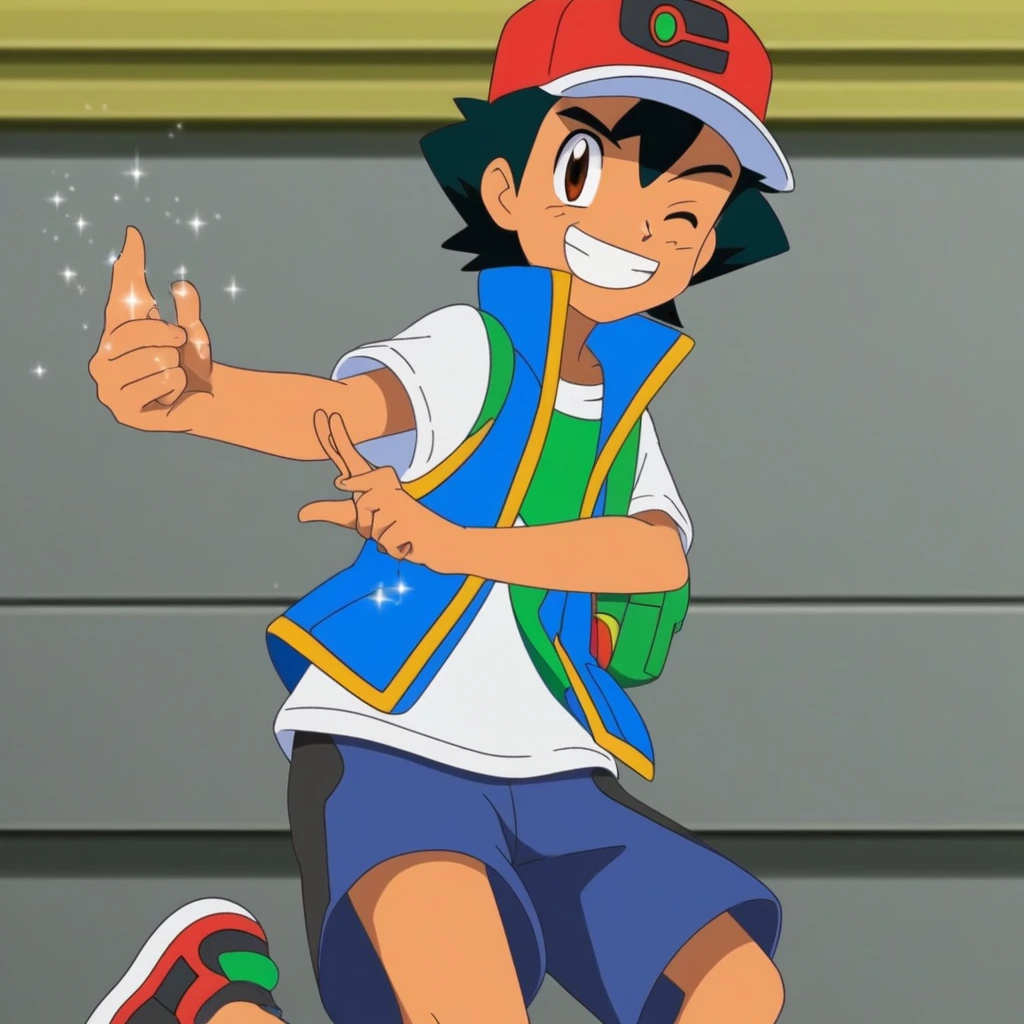 (masterpiece), 1boy, solo, Ash Ketchum, black hair, brown eyes - SeaArt AI