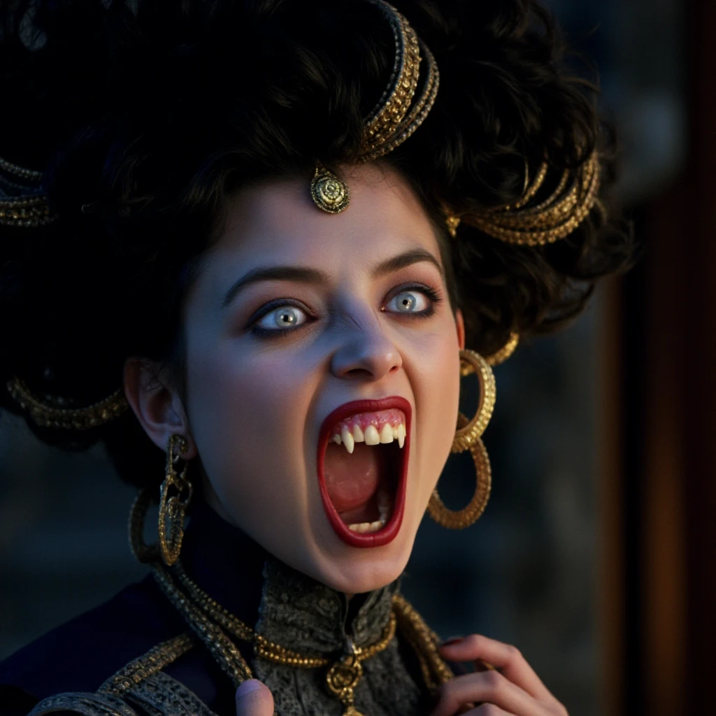 Cinematic film still of vampire fangs teeth a gothic - SeaArt AI