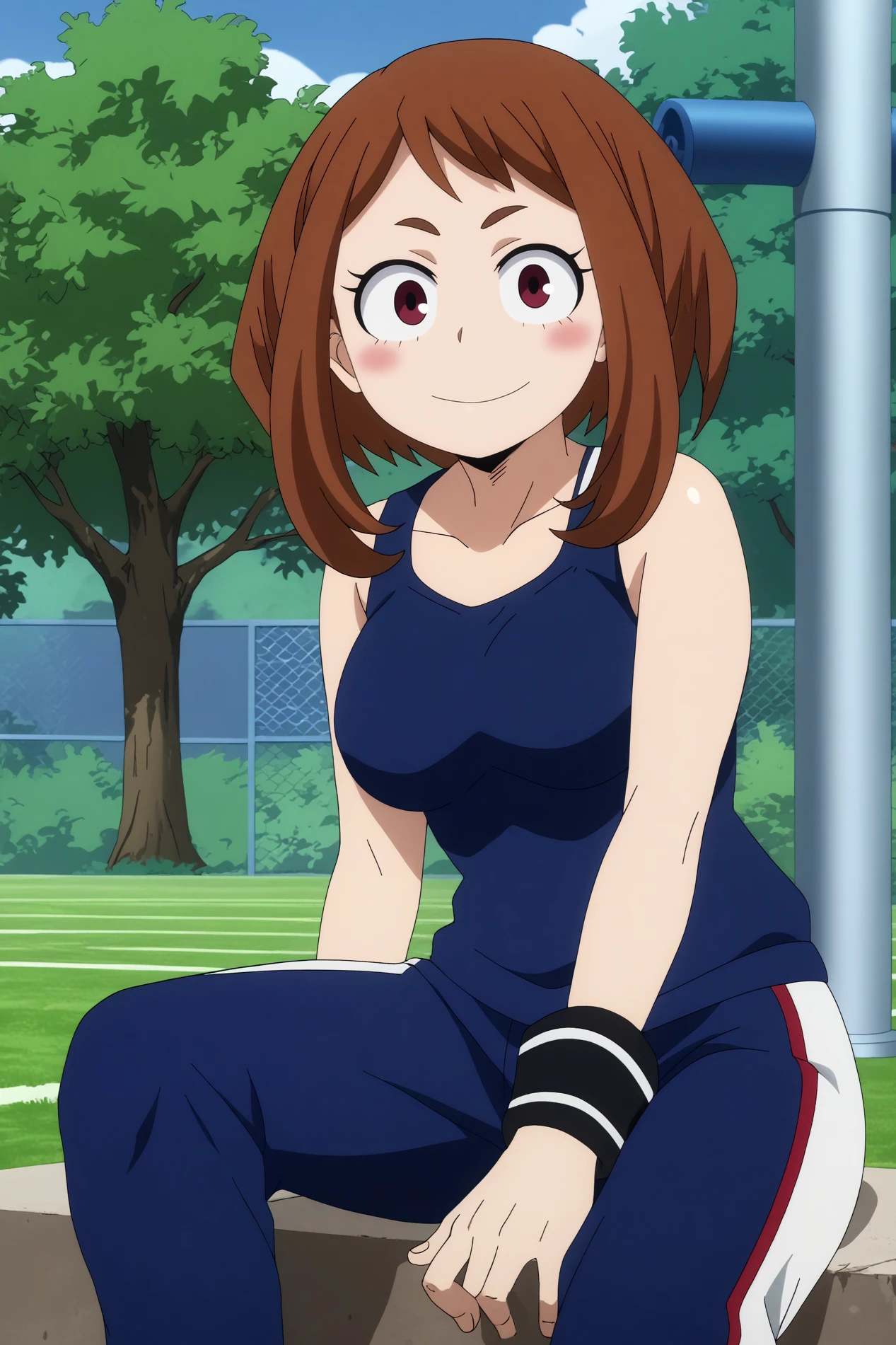 Ochaco uraraka,1girl,solo,blush stickers,short hair,sidelocks - SeaArt AI