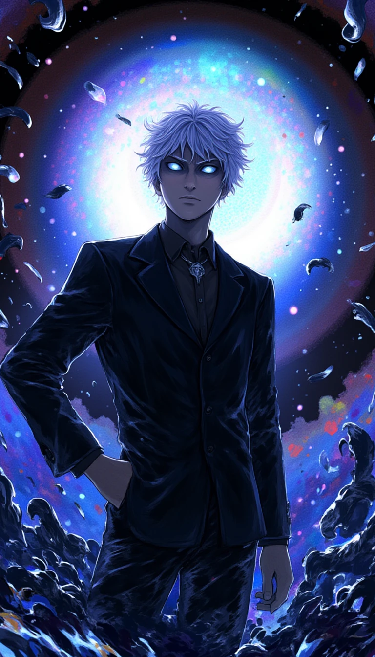 Saroru gojo from jujujutsu kaisen, white hair, light blue eyes - SeaArt AI