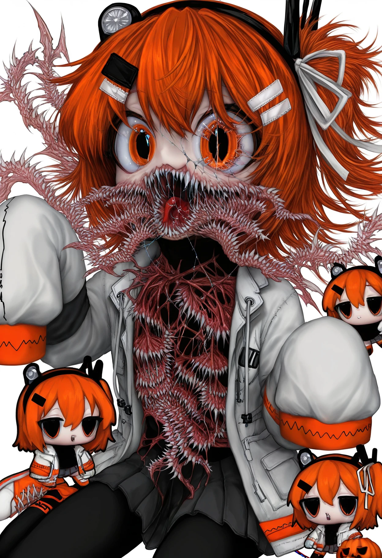 Happy halloween,Cracked chest,Mouth cracking,monster girl,teeth - SeaArt AI