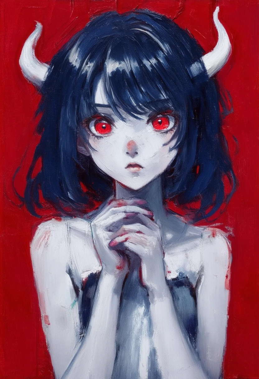 Style of academic painting, oil painting, devil girl, red eyes - SeaArt AI