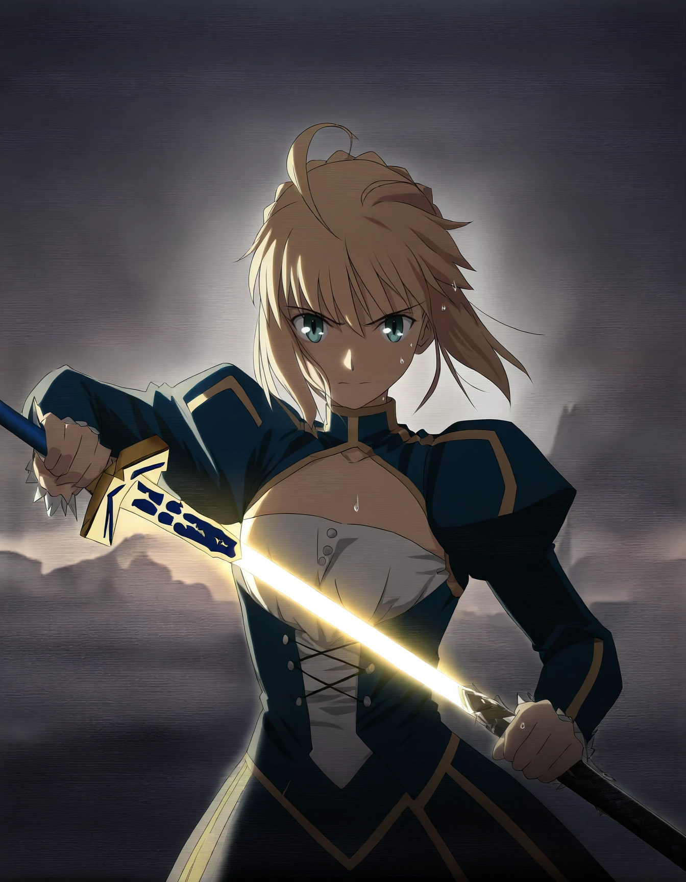 1girl, solo, saber - SeaArt AI
