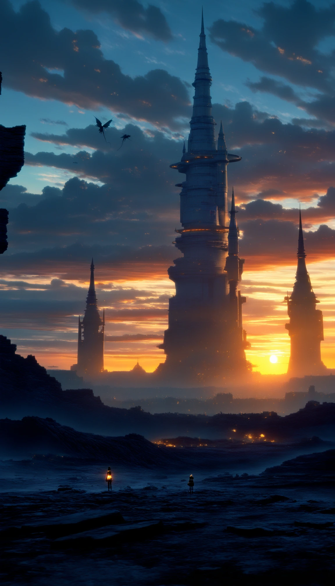 3D, CG, CGI, scenery, wasteland, battle, detail background, wide shot ...