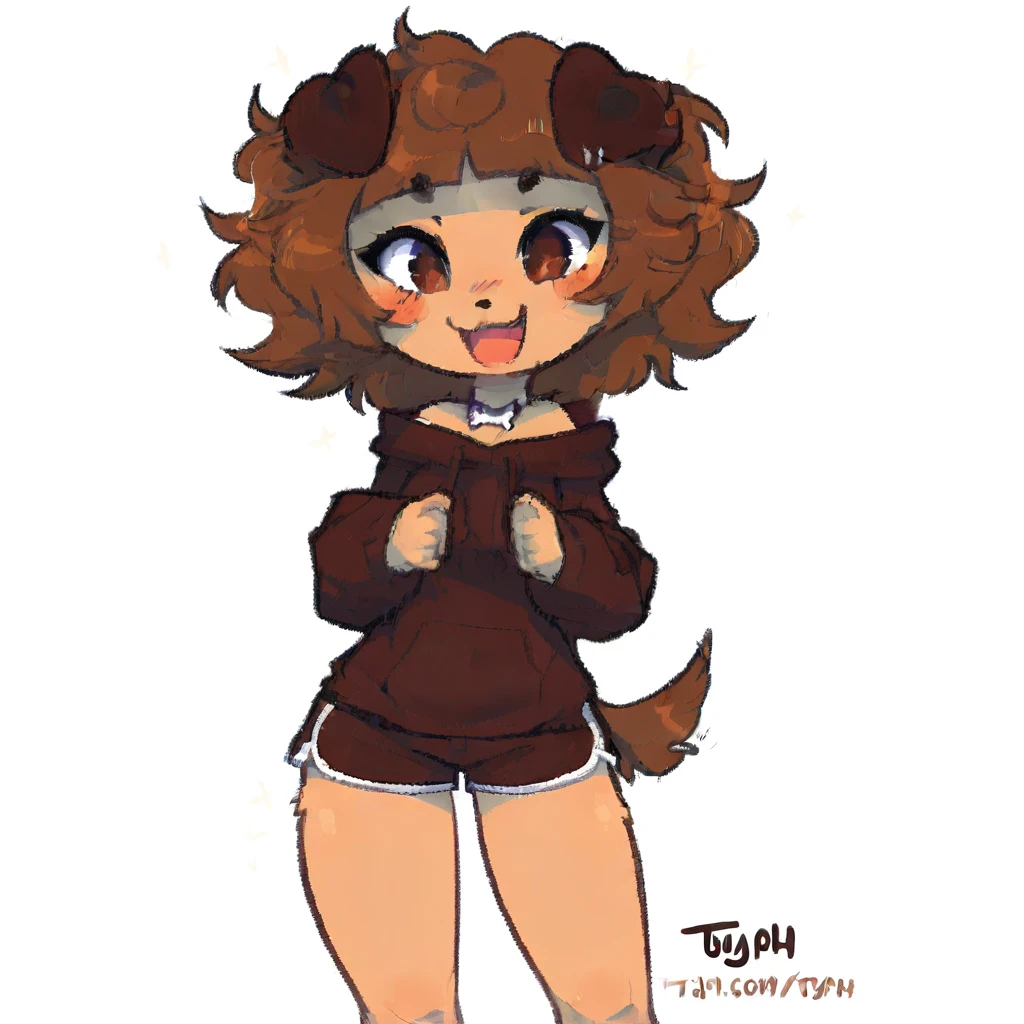 Mimi Typh, Mimi, solo, human dog, furry, brown hair, brown eyes - SeaArt AI