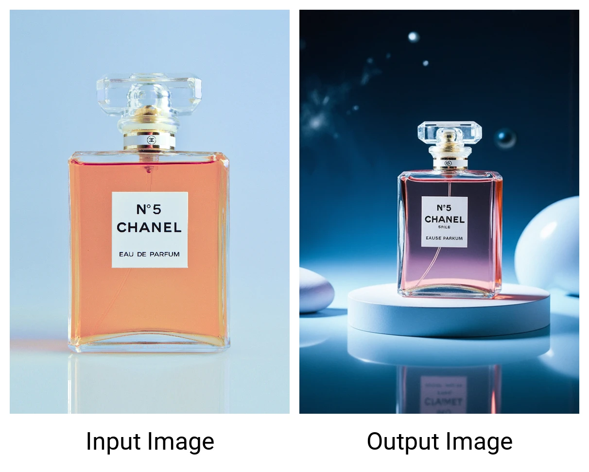 A bottle of Chanel No 5 Eau de Parfum. The bottle is square with a d ...