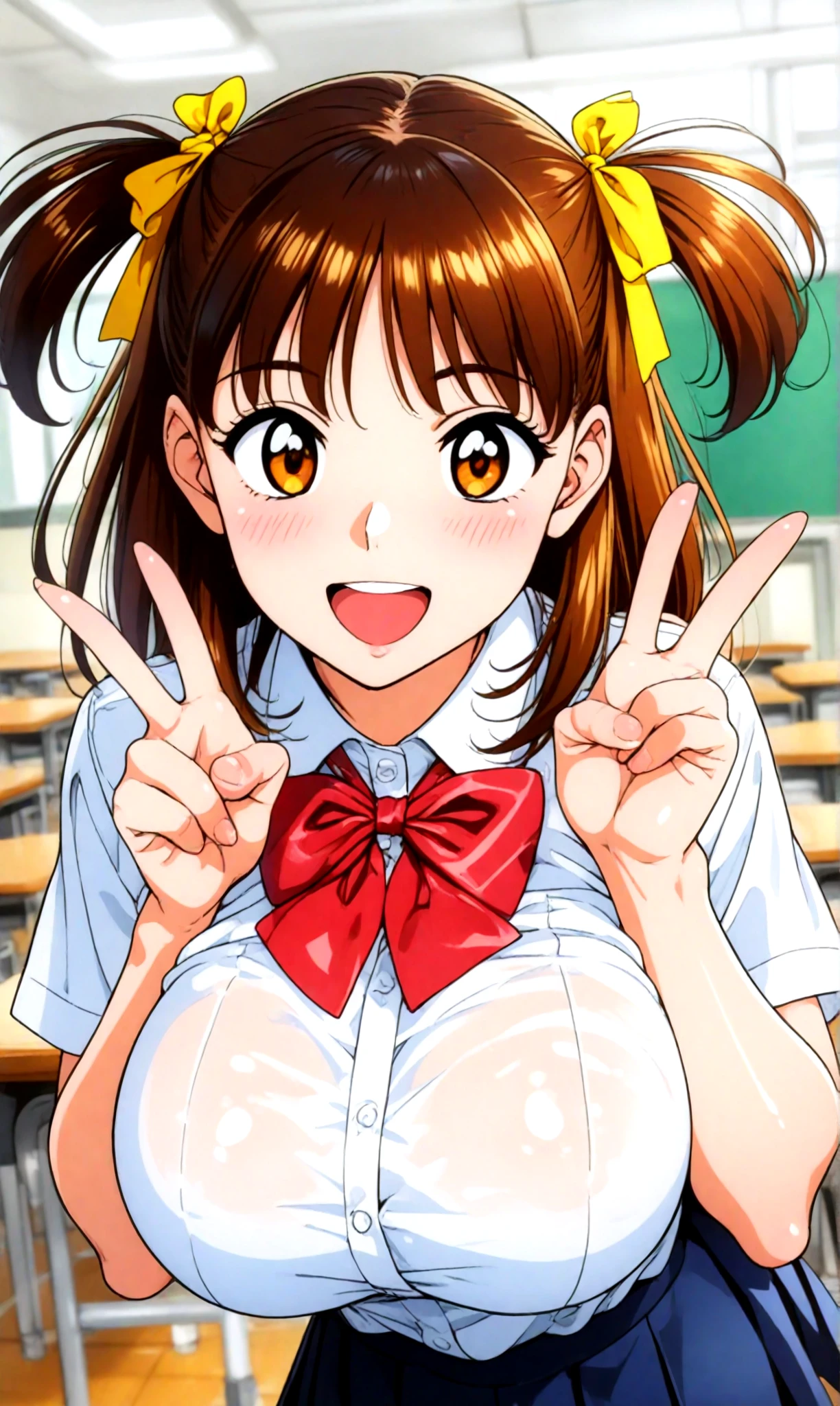 1girl, asaka satsuki, two side up, straight hair, brown hair - SeaArt AI