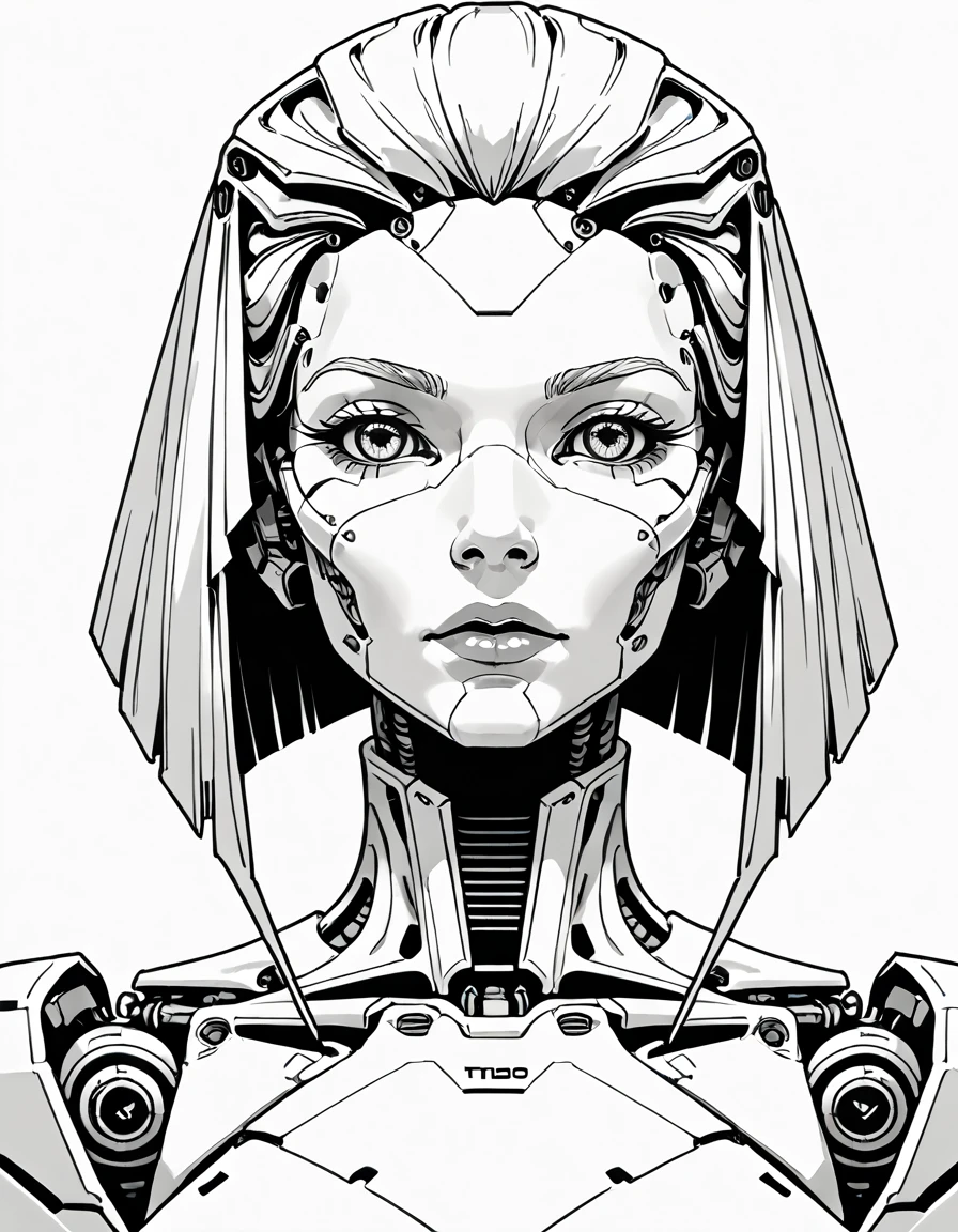 A drawing of a woman with a futuristic face and head - SeaArt AI