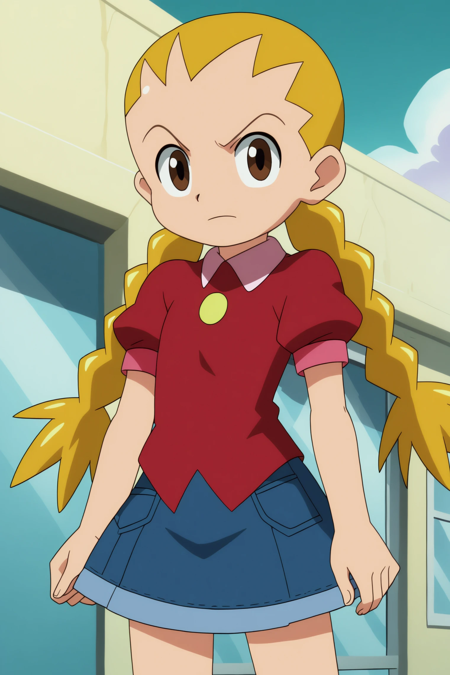 Yai_Ayanokoji, twin braids, solo, score_9, anime screencap