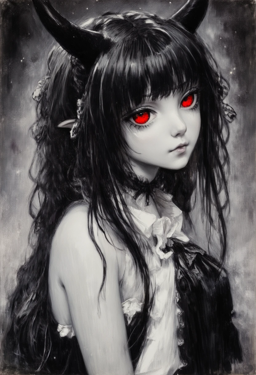 Style of academic painting, oil painting, devil girl, red eyes - SeaArt AI