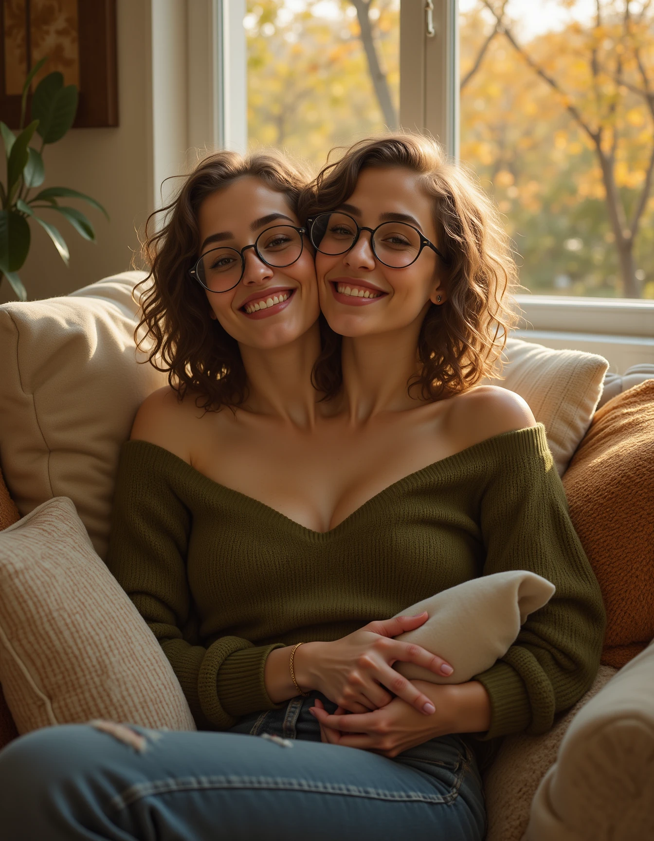 Intimate close-up photo of a gorgeous Italian woman, she is a conjoined ...