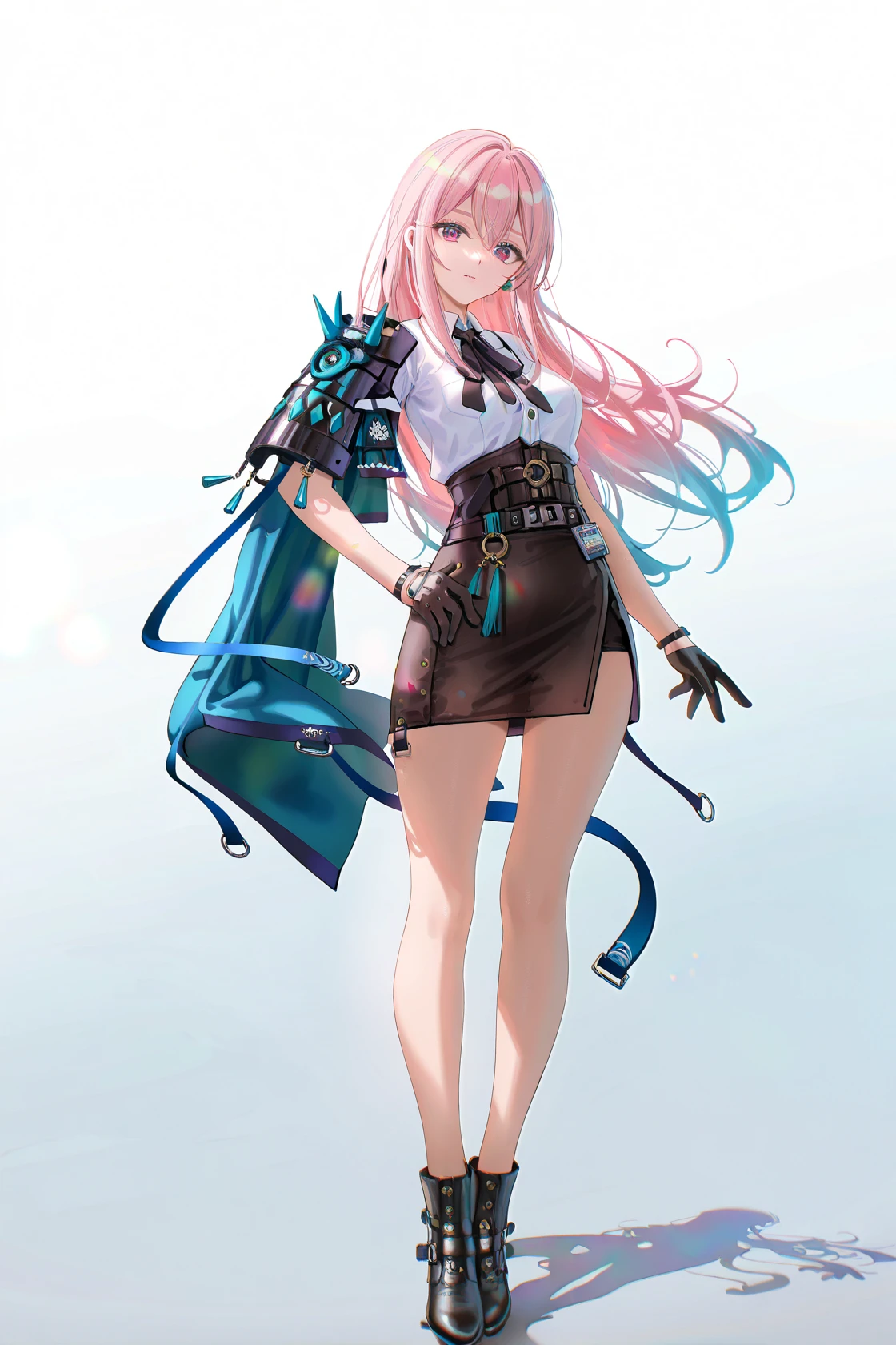 Anime girl with pink hair and blue backpack walking on the beach ...