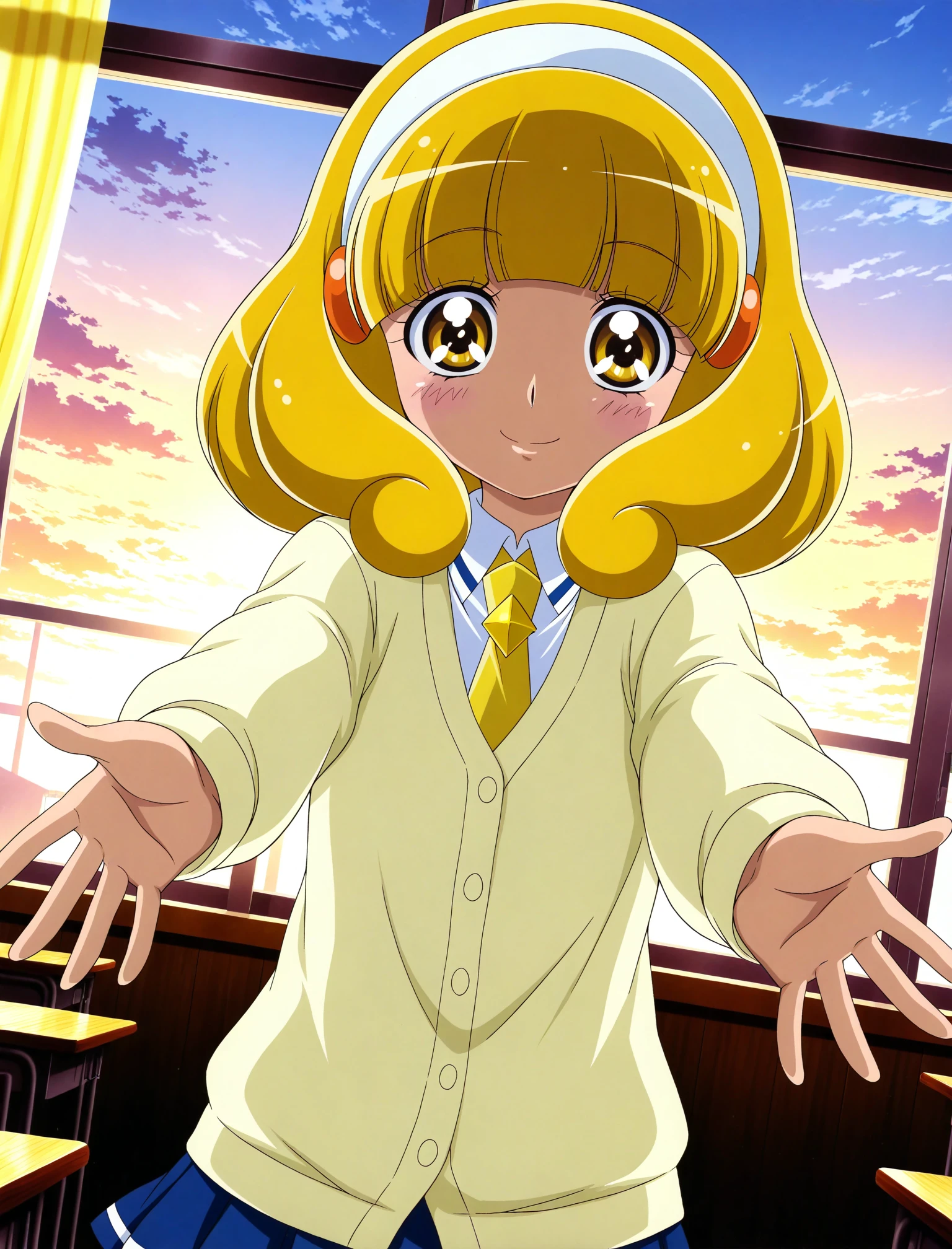 Official style, 1girl, solo, kise yayoi, smile precure!, yellow hair ...