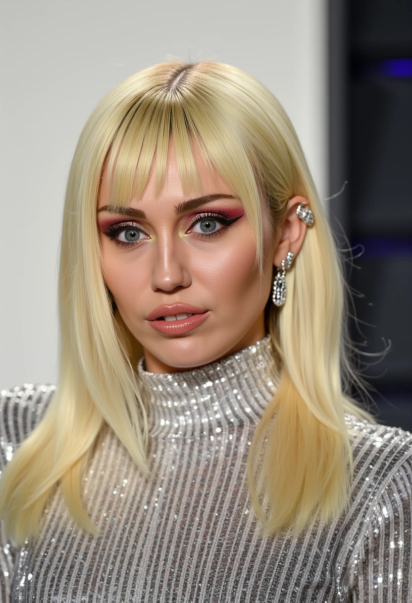 A close-up shot of MLC Miley as Ashley O, capturing her iconic platinum ...