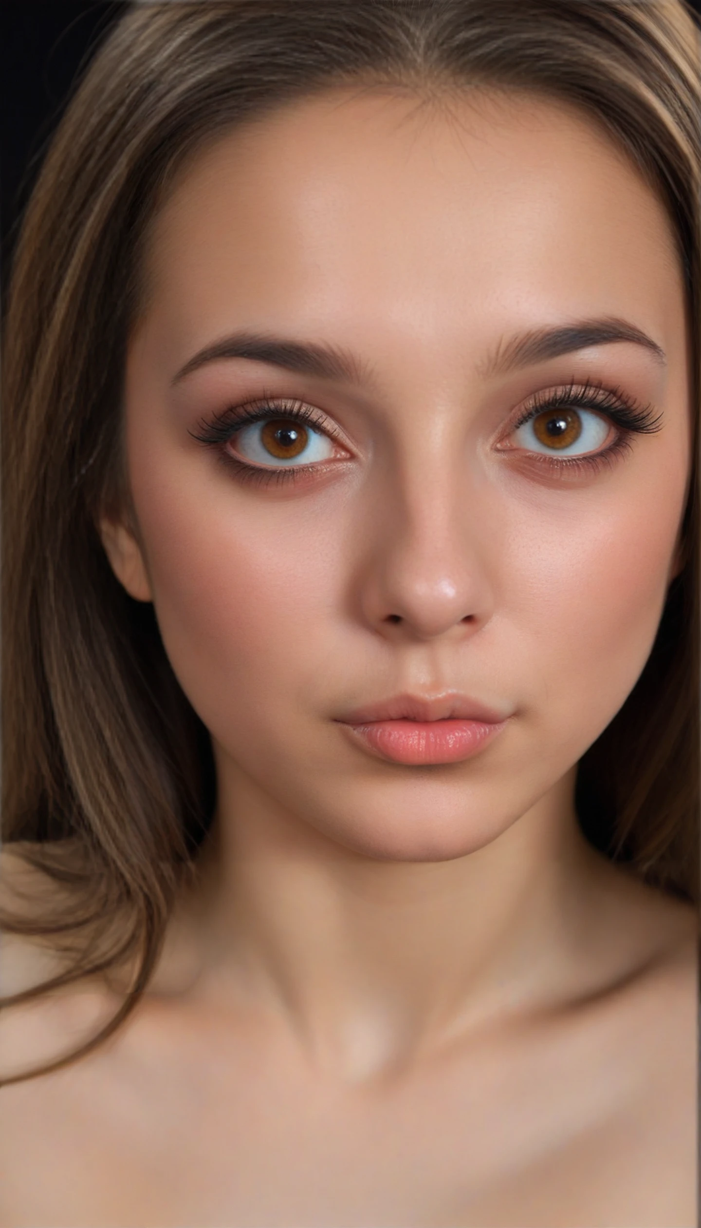 Professional photo of photorealistic eyes, Russian girl, brown eyes ...