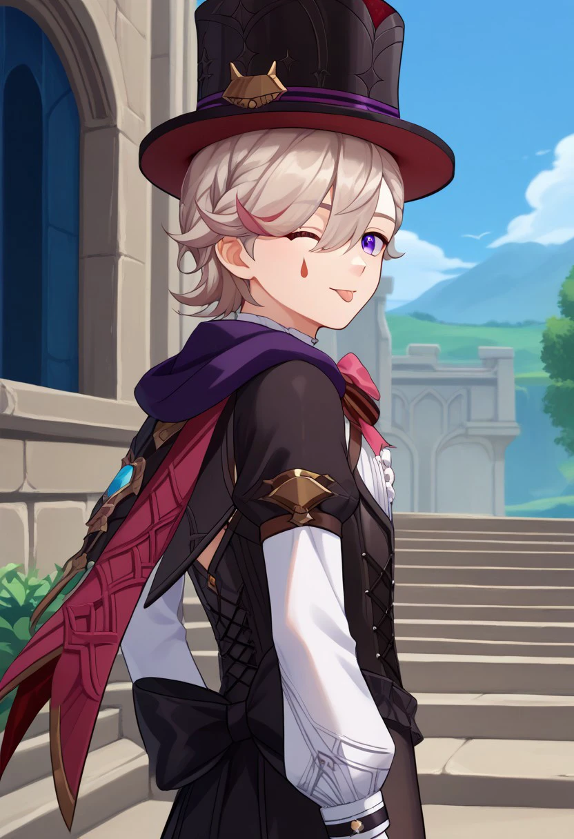 Score_9, score_7_up, source_anime lyney, 1boy, male focus, solo - SeaArt AI