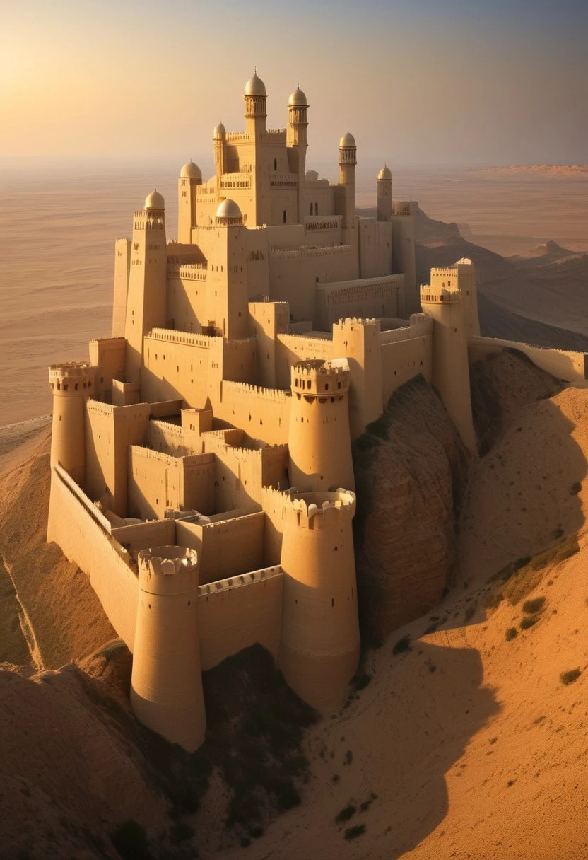Arab Fort: Description: An impressive fortress with high walls built of ...