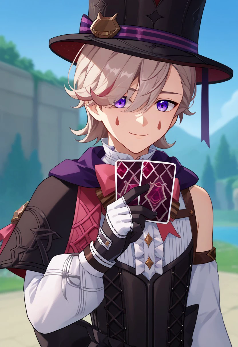 Score_9, score_7_up, source_anime lyney, 1boy, male focus, solo - SeaArt AI