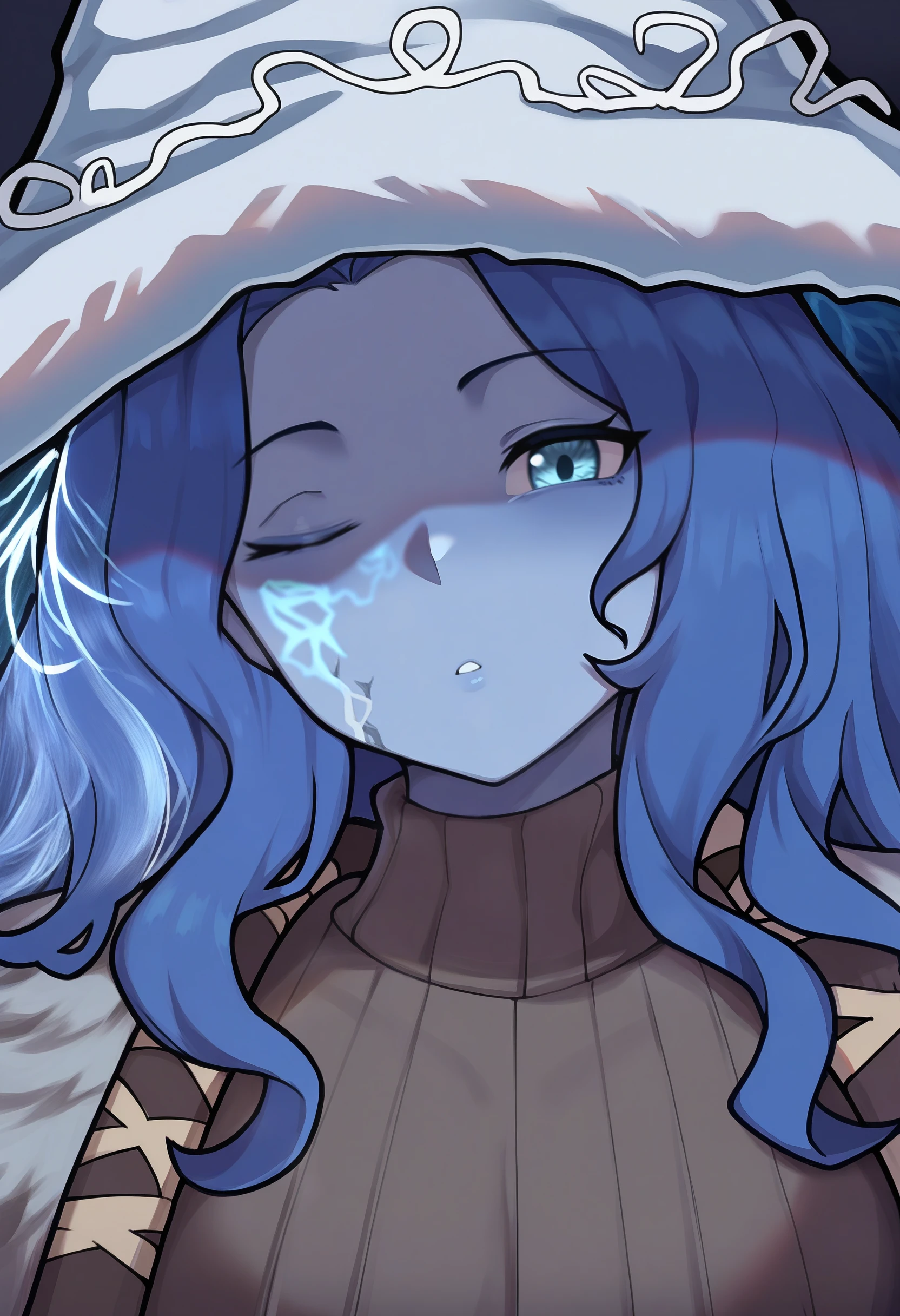 1girl, solo, ranni the witch, turtleneck sweater, portrait, looking at ...