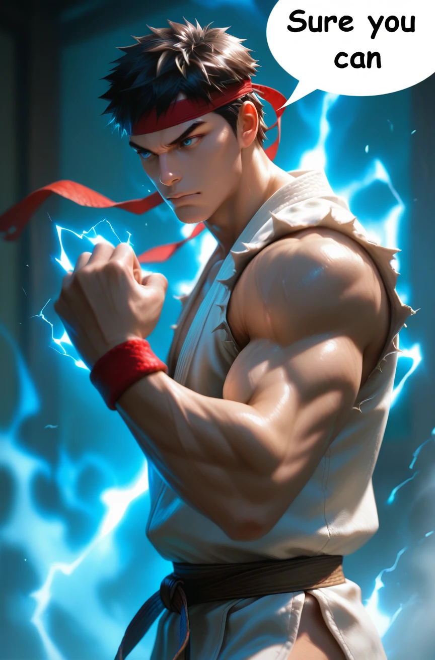 Realistic, masterpiece, best quality, soft lighting, ryu_(street - SeaArt AI
