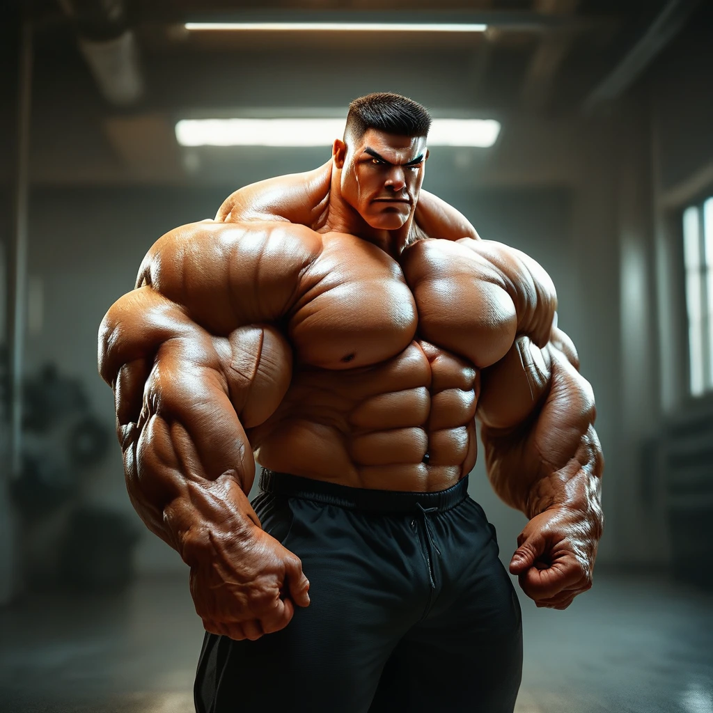 Arafed bodybuildeer posing in a gym room with his arms crossed - SeaArt AI