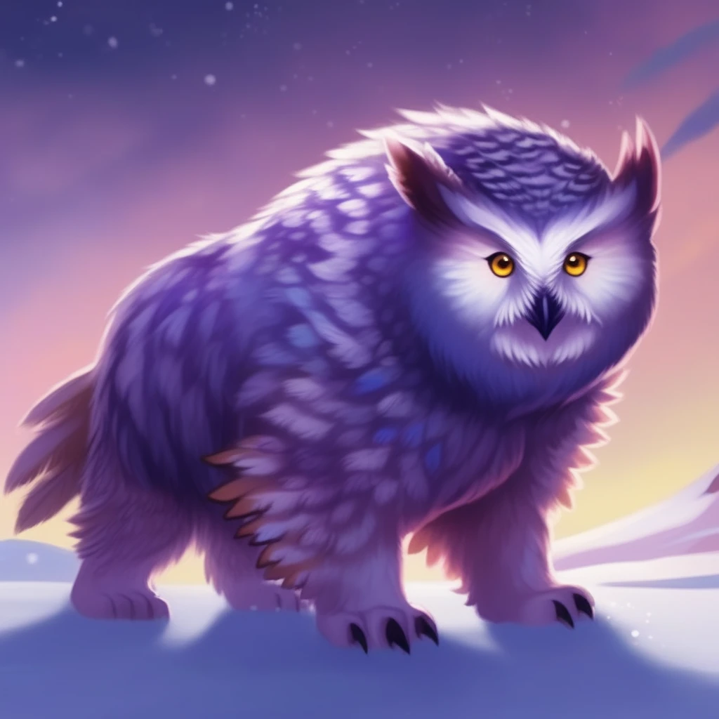 Ethereal fantasy concept art of An owlbear with a white and lavender coat - SeaArt AI