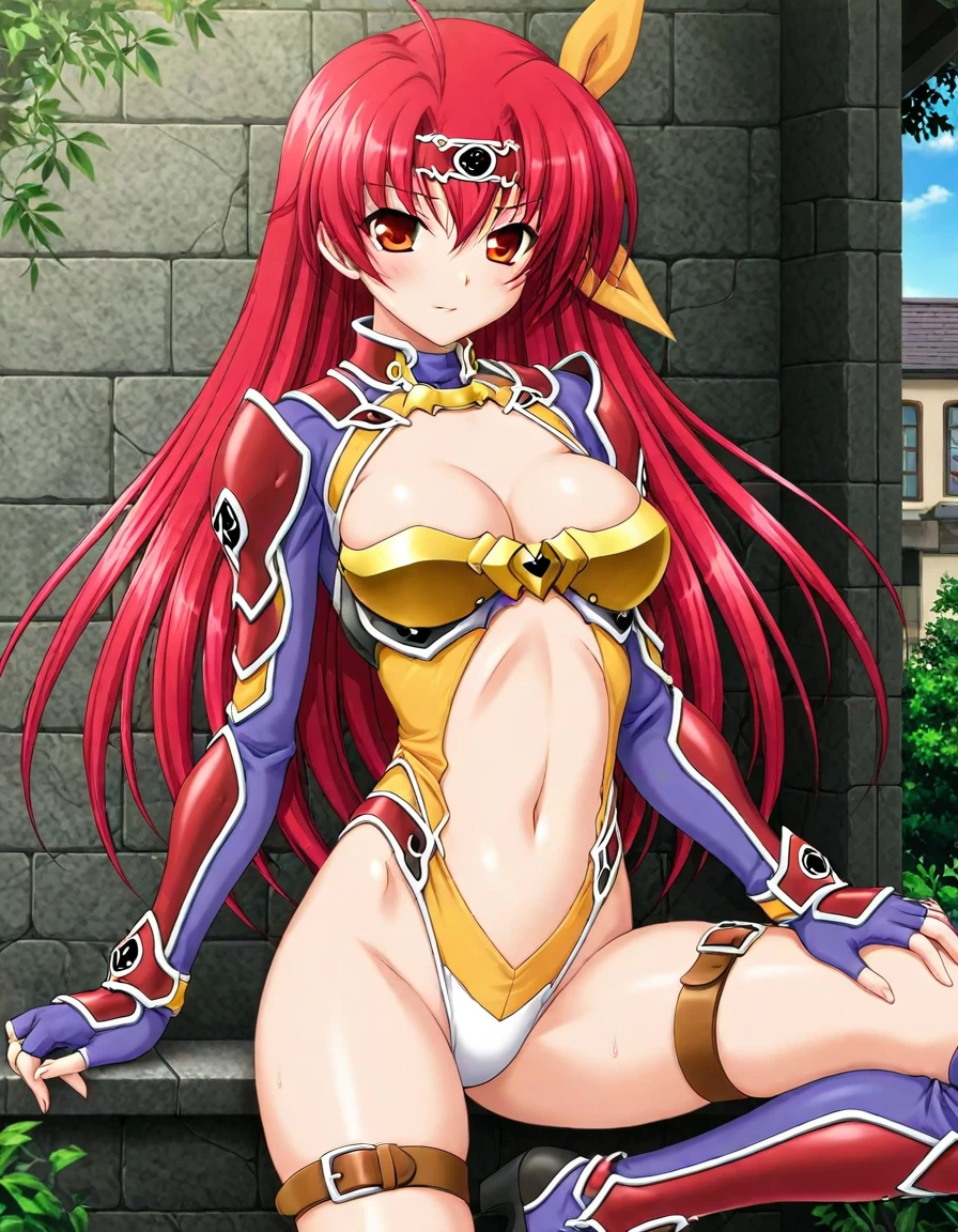 A close up of a woman in a bikini sitting on a ledge - SeaArt AI