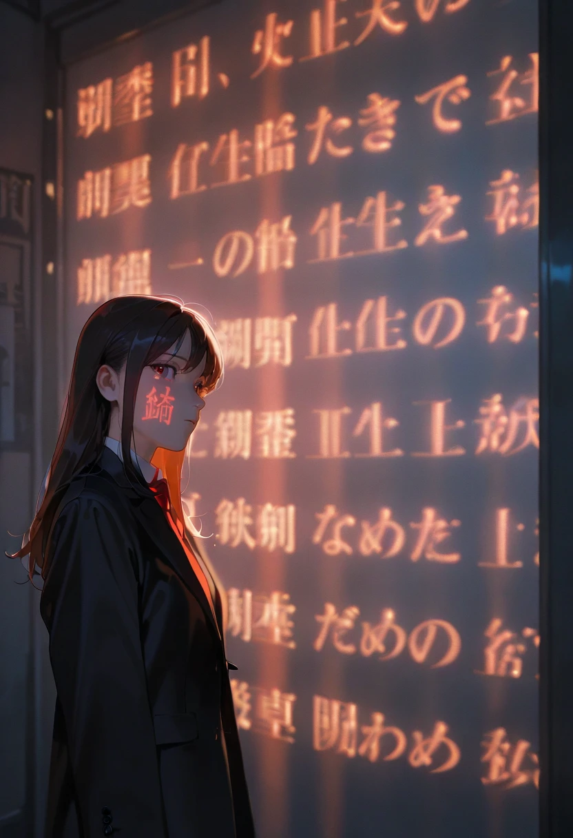 Projection lighting, text, 1girl,city, - SeaArt AI