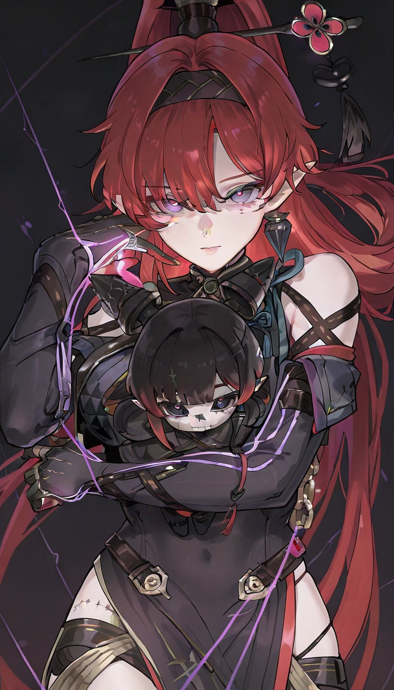 Yinlin_(wuthering_waves), 1girl, from_front, red_hair, purple - SeaArt AI