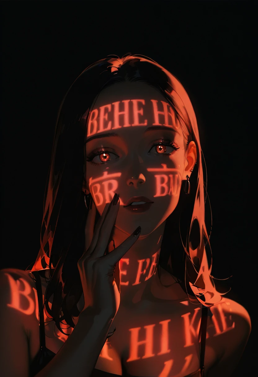 Projection lighting, text, 1girl,black background, - SeaArt AI