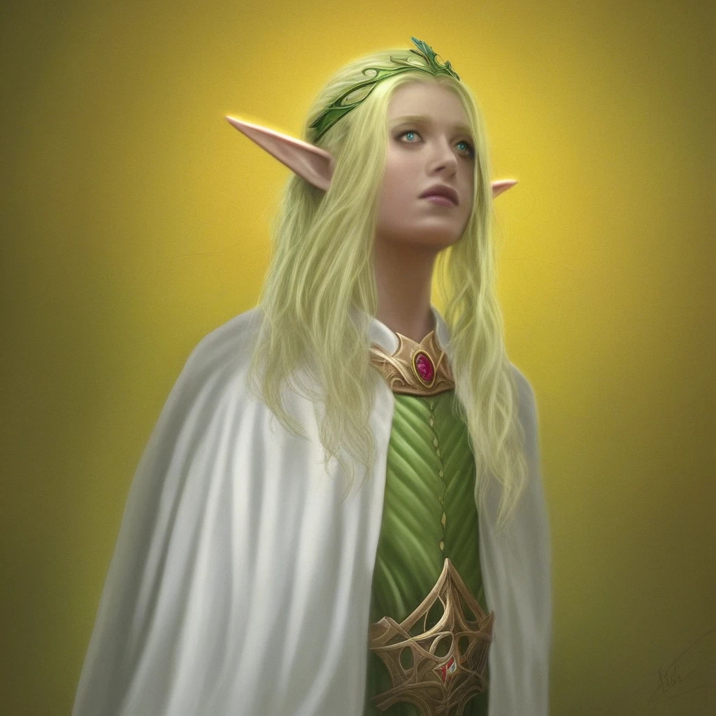 Elf woman , elf girl , blonde , white robes , high quality ...
