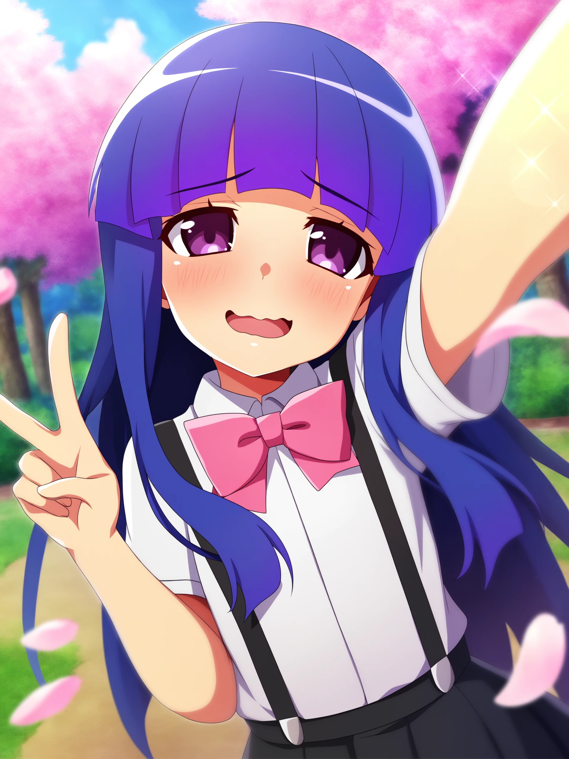 Higurashimei, 1girl, furude rika, (child:1.2), solo, blue hair - SeaArt AI