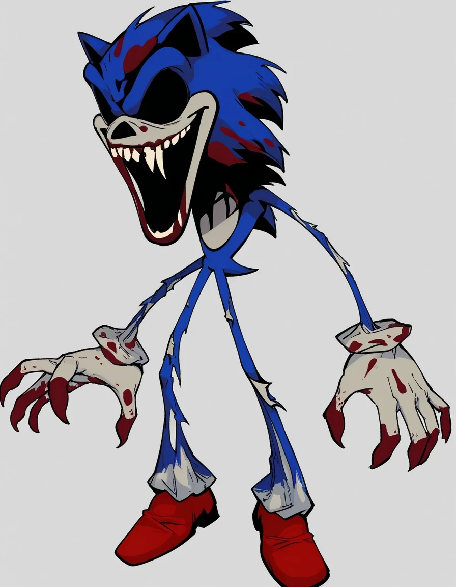 EXEFNF, solo, full body, standing, 1boy, drenched in blood, limbs ...