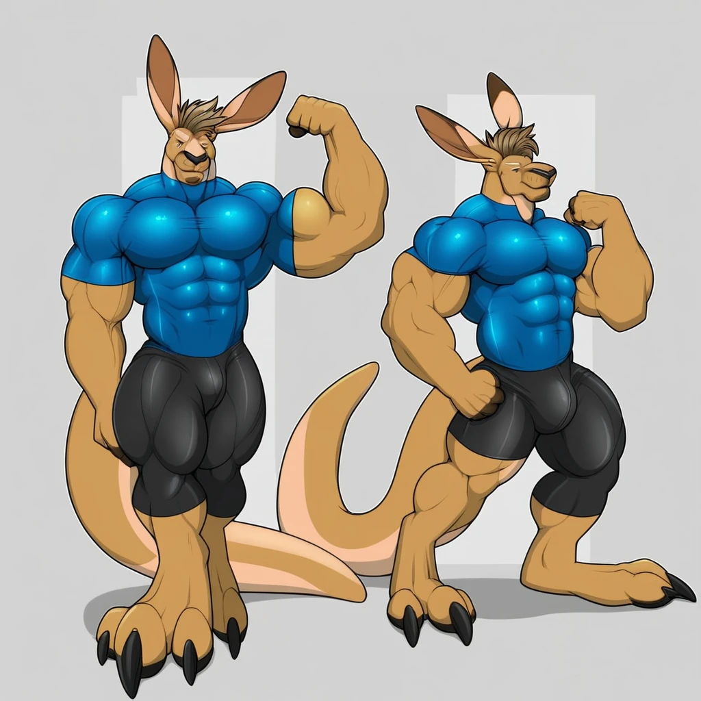 Cartoon kangaroo with a muscular body and a muscular kangaroo with a muscular body - SeaArt AI