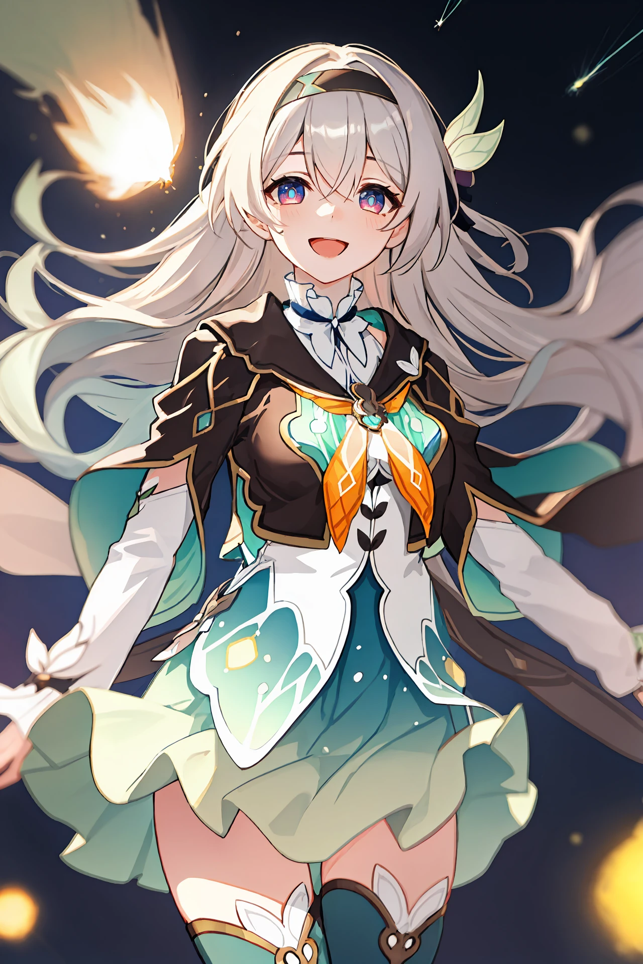 1girl, firefly \(honkai: star rail\), solo, gradient thighhighs - SeaArt AI