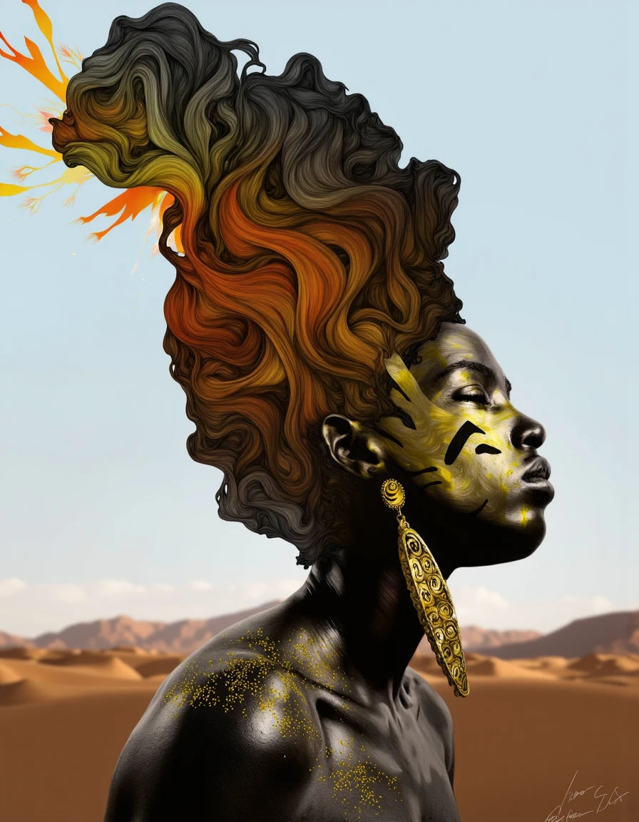 Gabriel Moreno art. A digital artwork depicting a striking portrait of ...