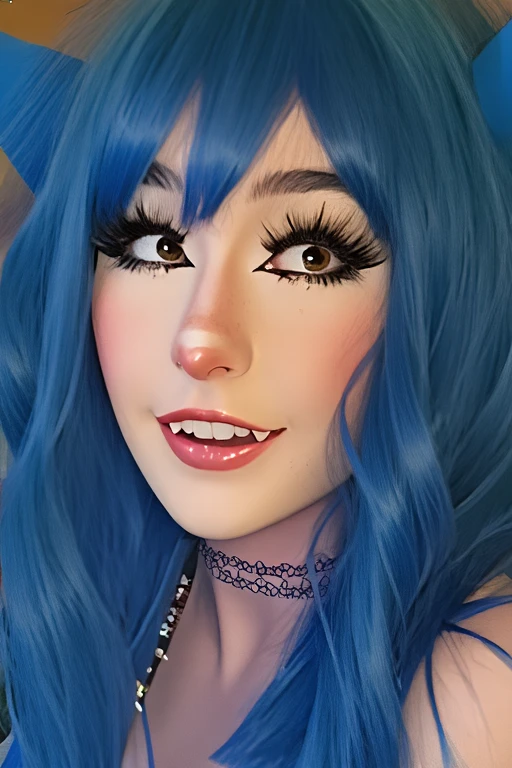Portrait of female Sammy, blue hair - SeaArt AI