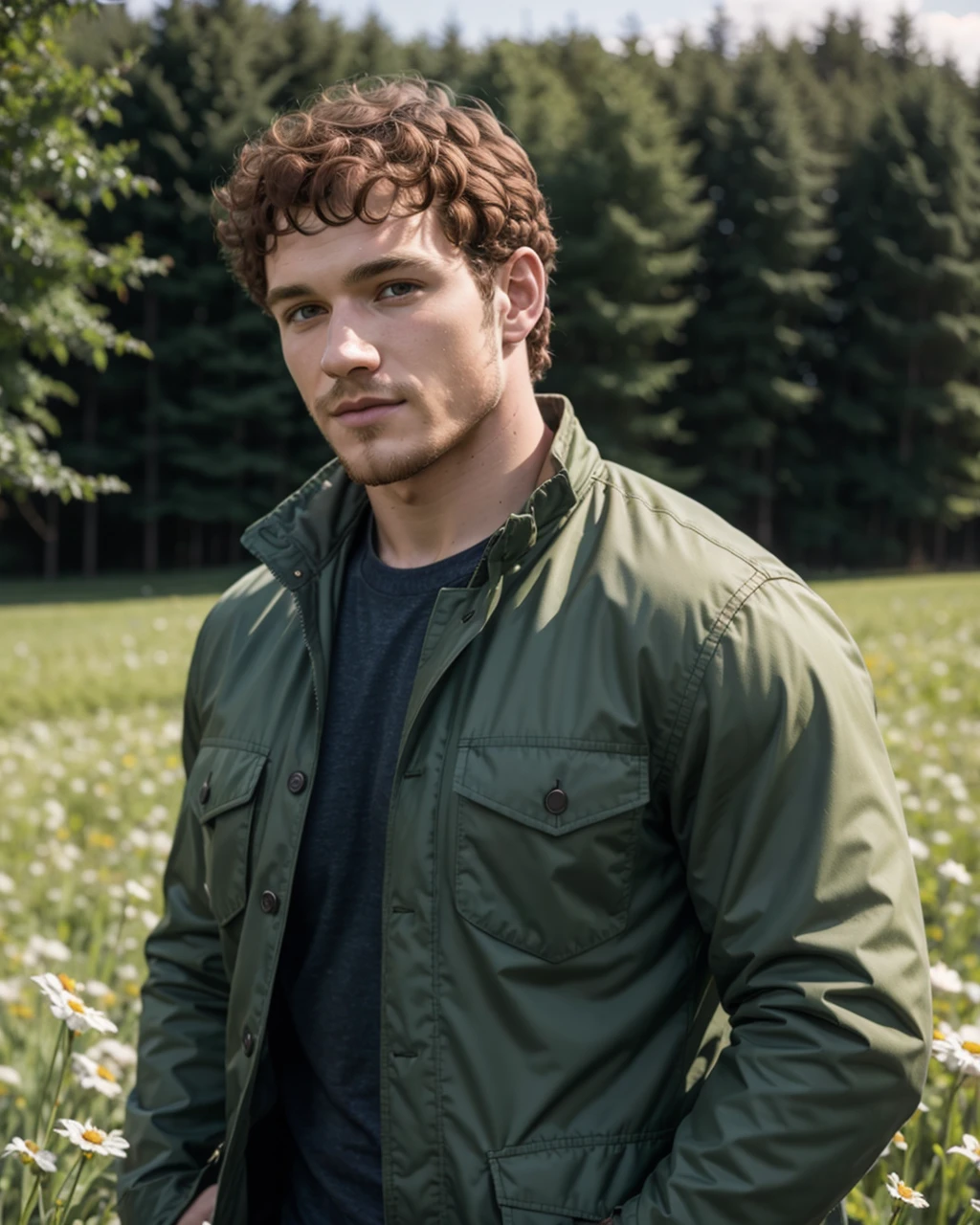 Man, aaronGNRC, loud farmer, coy, field jacket, gothic - SeaArt AI