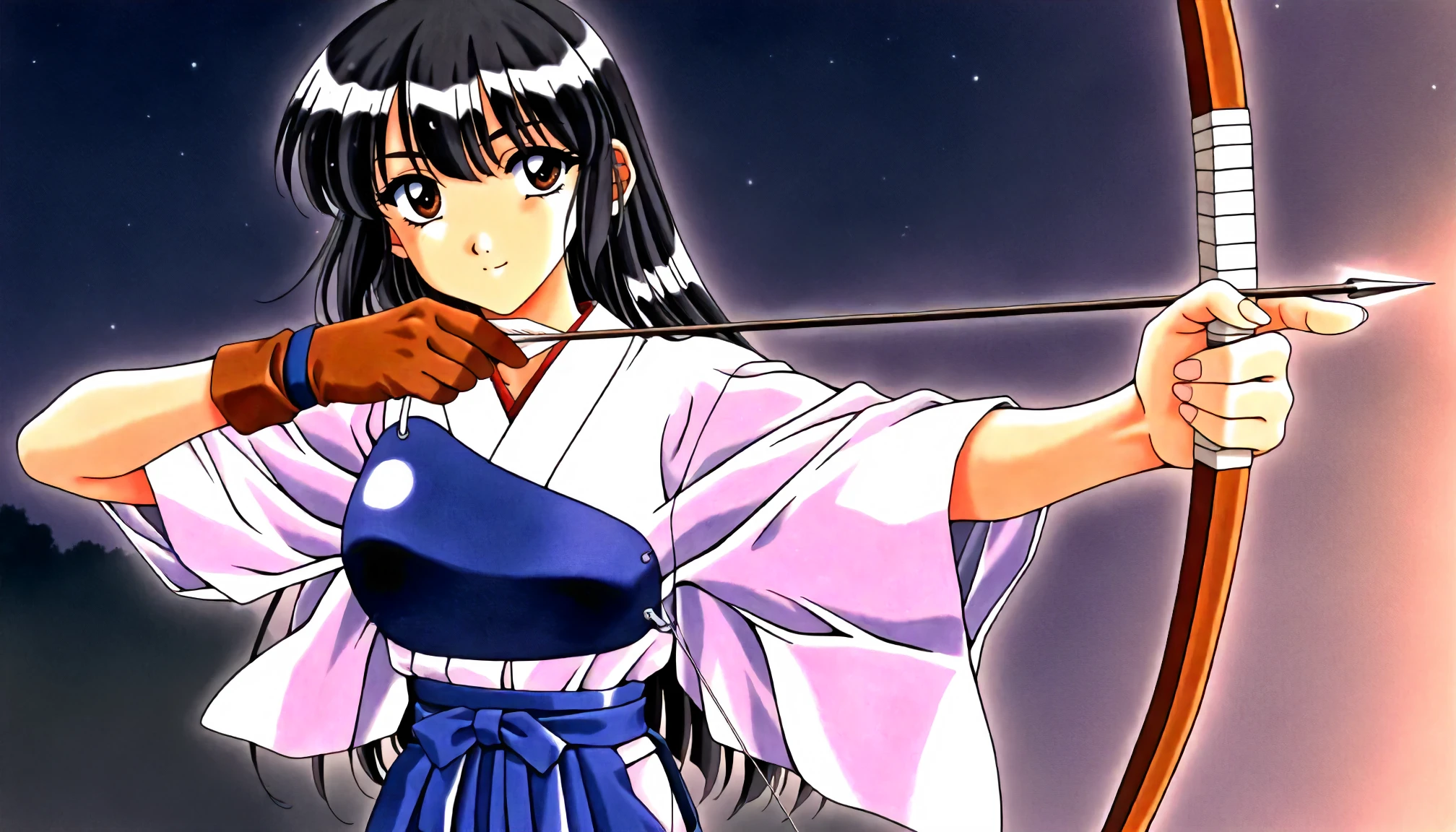 Anime girl with bow and arrow in hand holding a bow - SeaArt AI