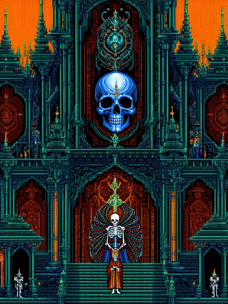 A close up of a video game with a skull and a skeleton - SeaArt AI
