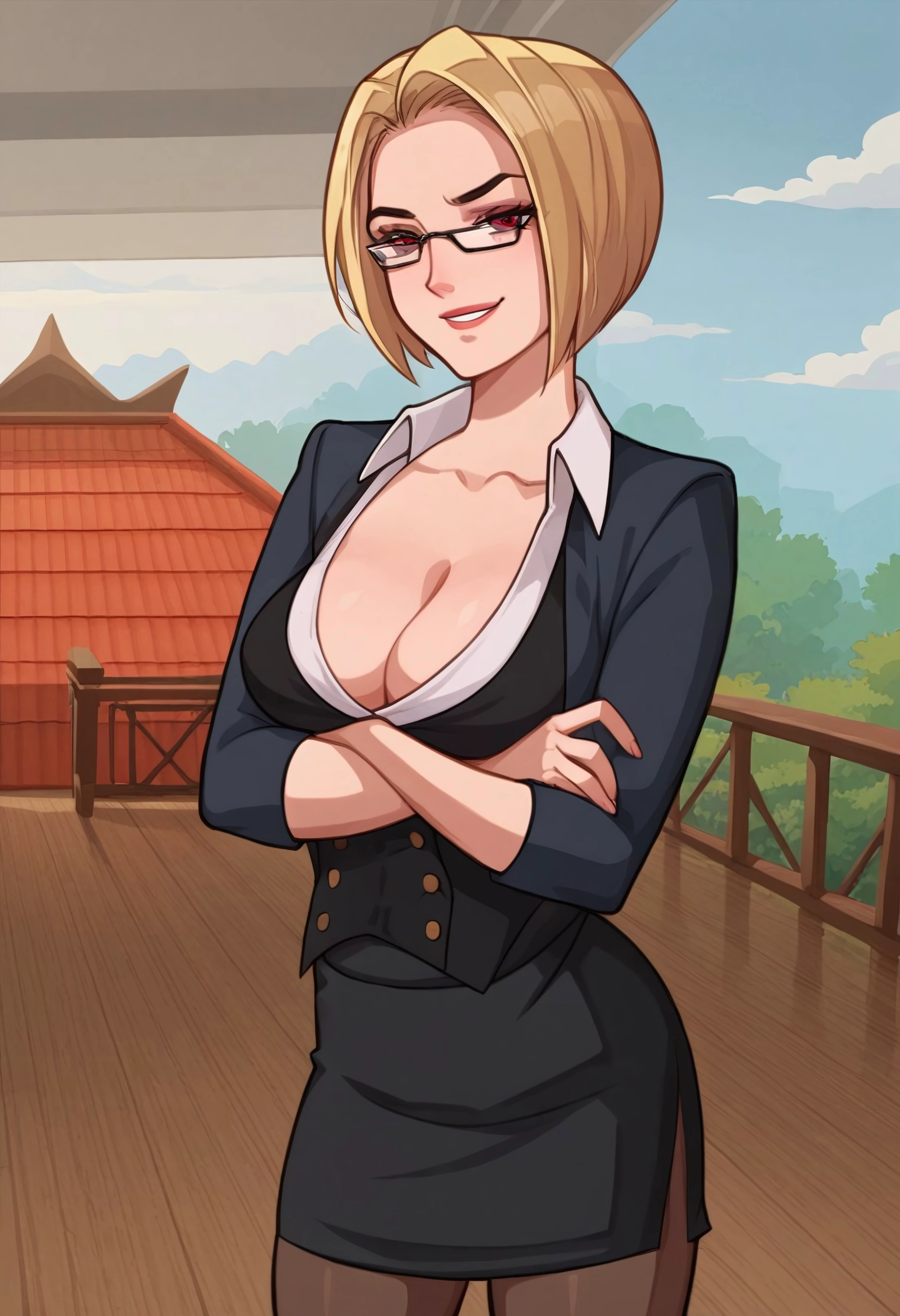 Cartoon Woman In A Business Suit Posing For A Picture Seaart Ai