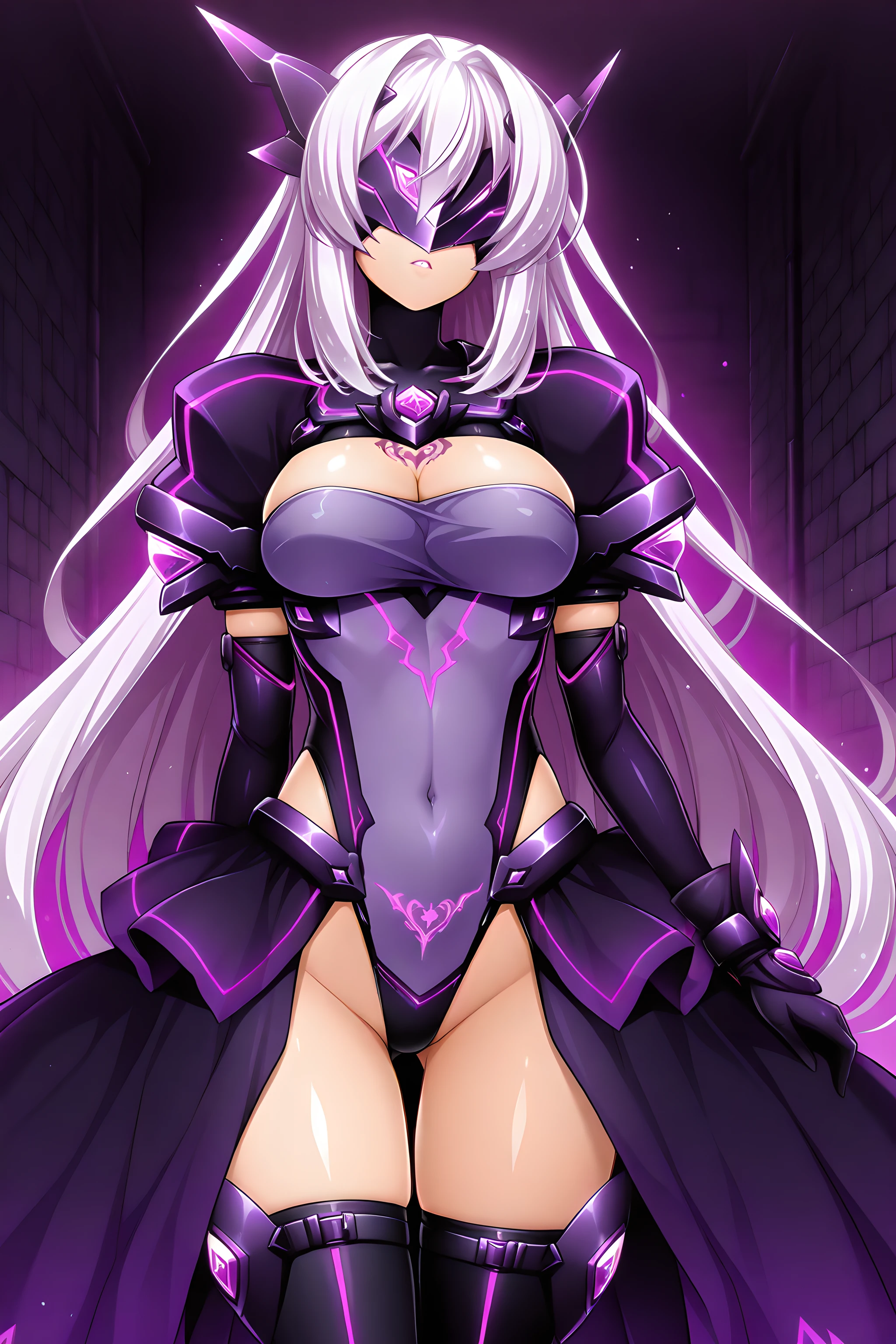 Marina katsuragi, darkform, 1girl, breasts, solo, leotard, dark alleyway backgro - SeaArt AI