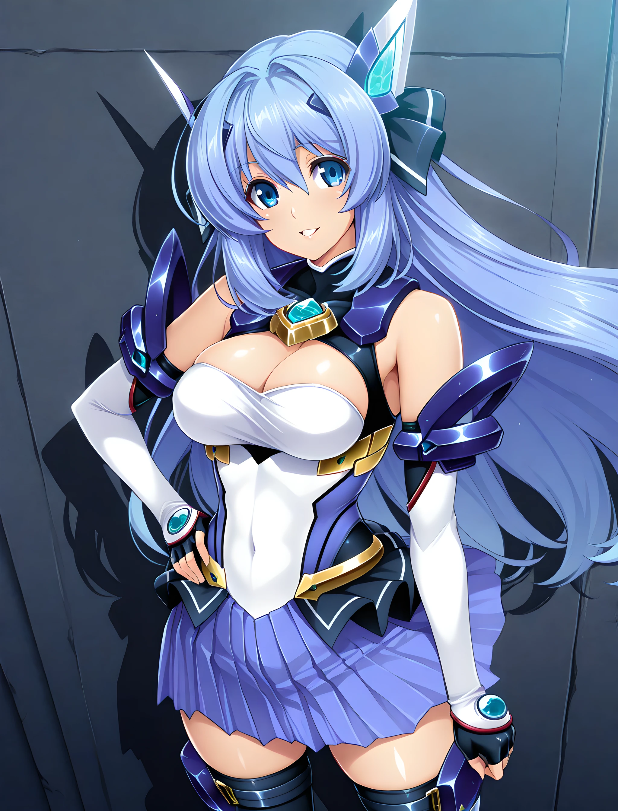 Marina katsuragi, exstia, 1girl, breasts, blue eyes, solo, gloves - SeaArt AI