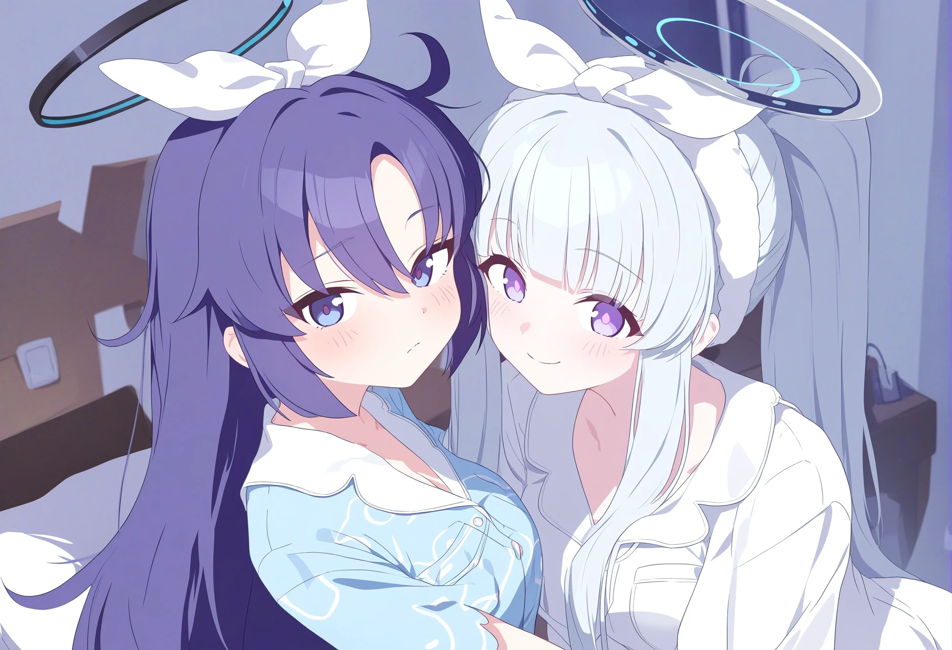 2girls, yuuka \(pajamas\) \(blue archive\), noa \(pajamas\) - SeaArt AI