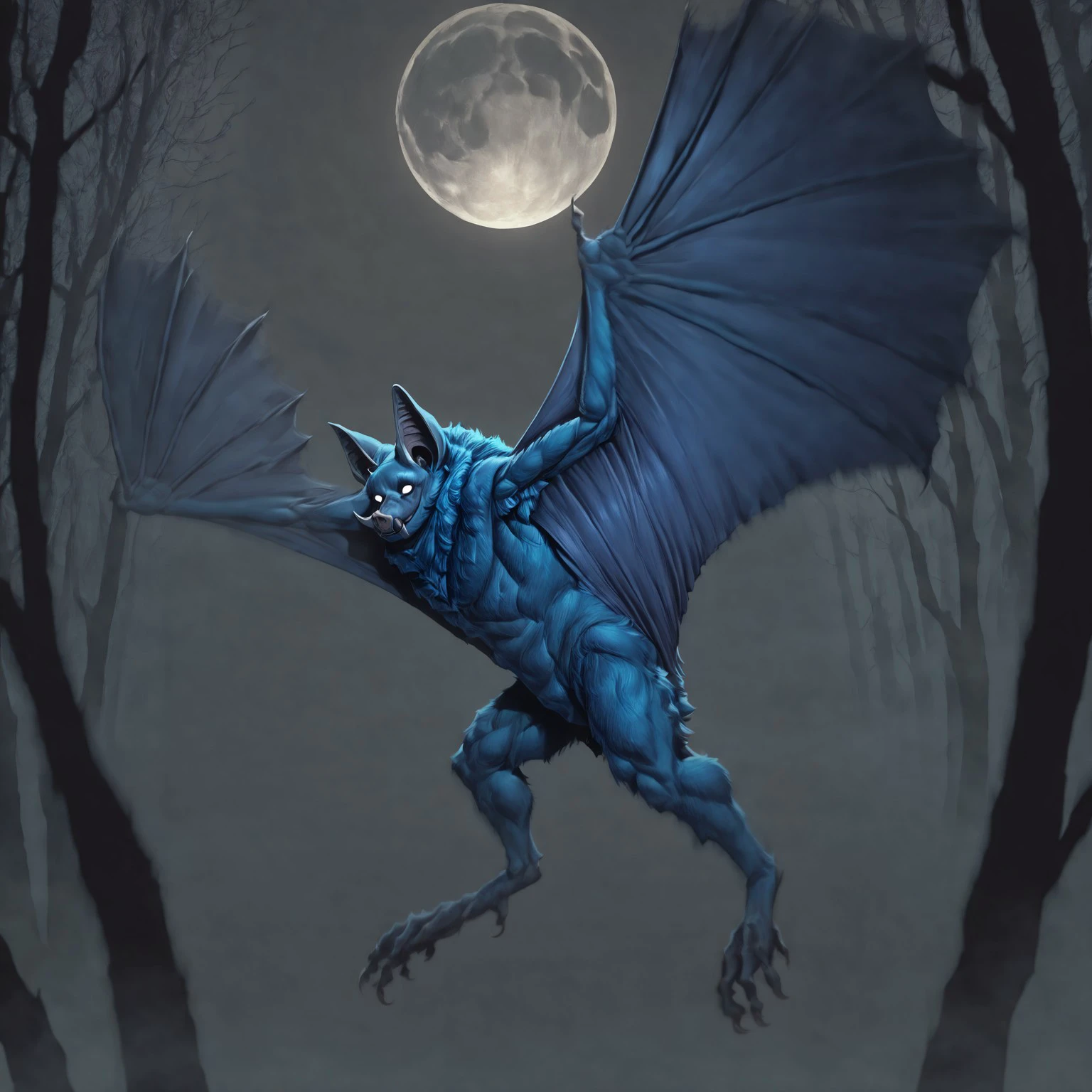 Full body, from side, side view, Solo, Monster, Batsquatch, Bat - SeaArt AI