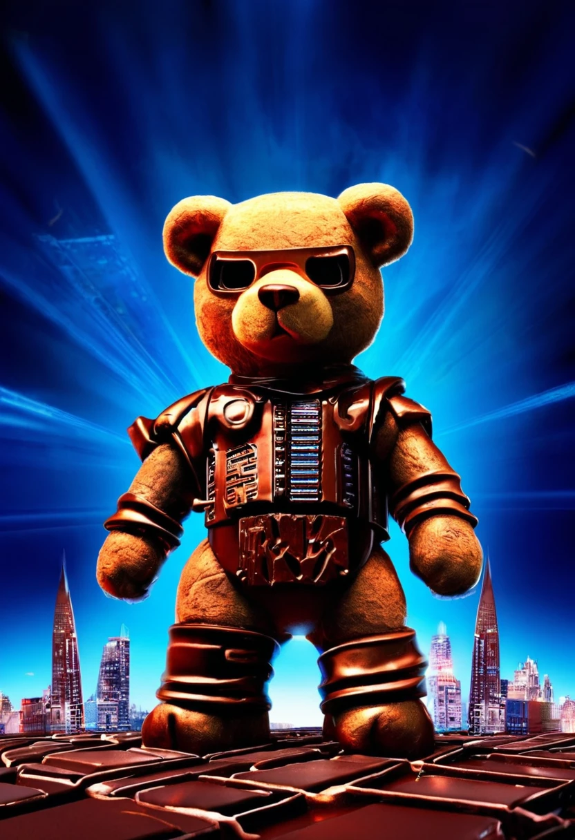 There is a teddy bear wearing a suit and sunglasses on a roof - SeaArt AI