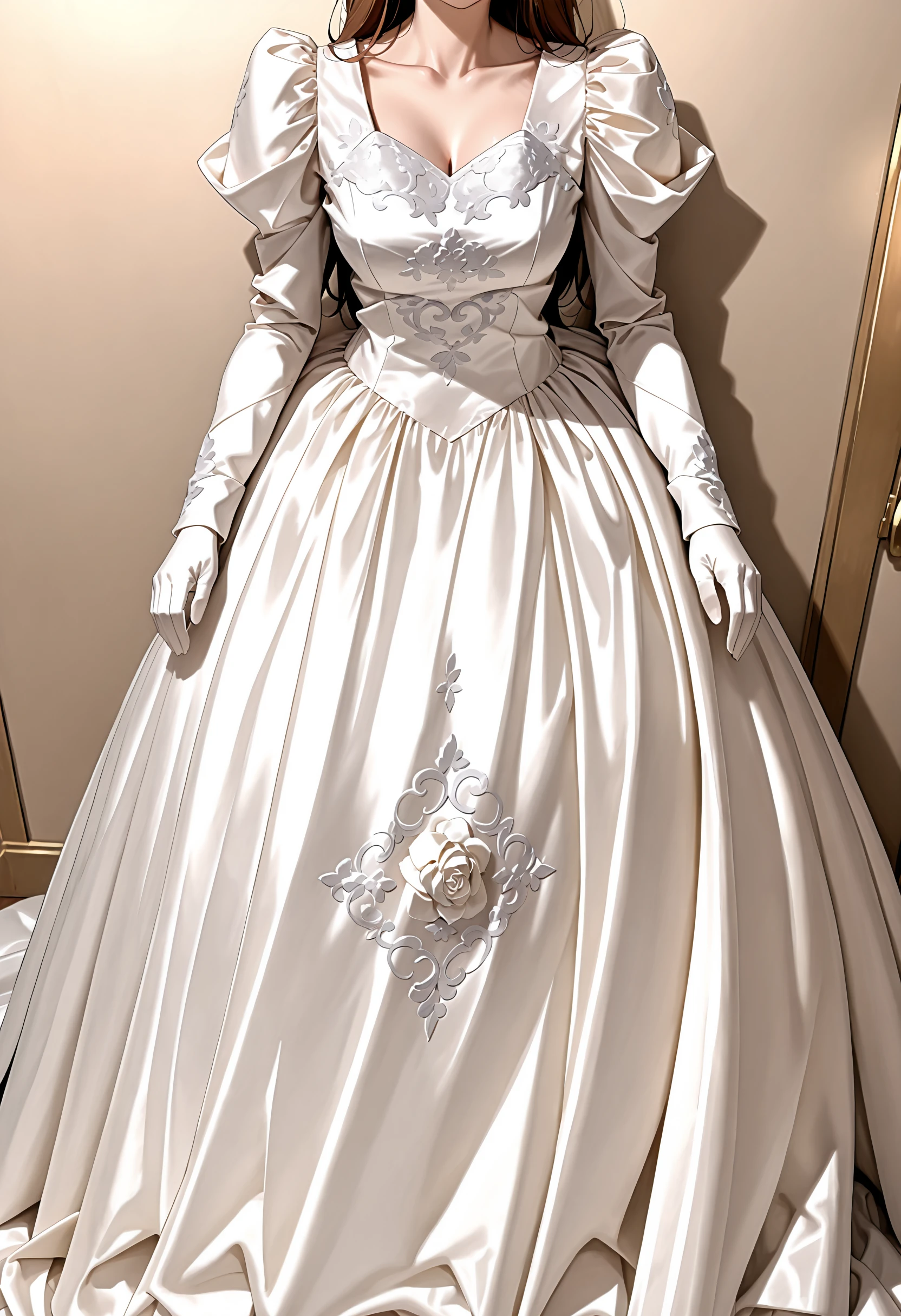 wedding dress, long dress, juliet sleeves - SeaArt AI