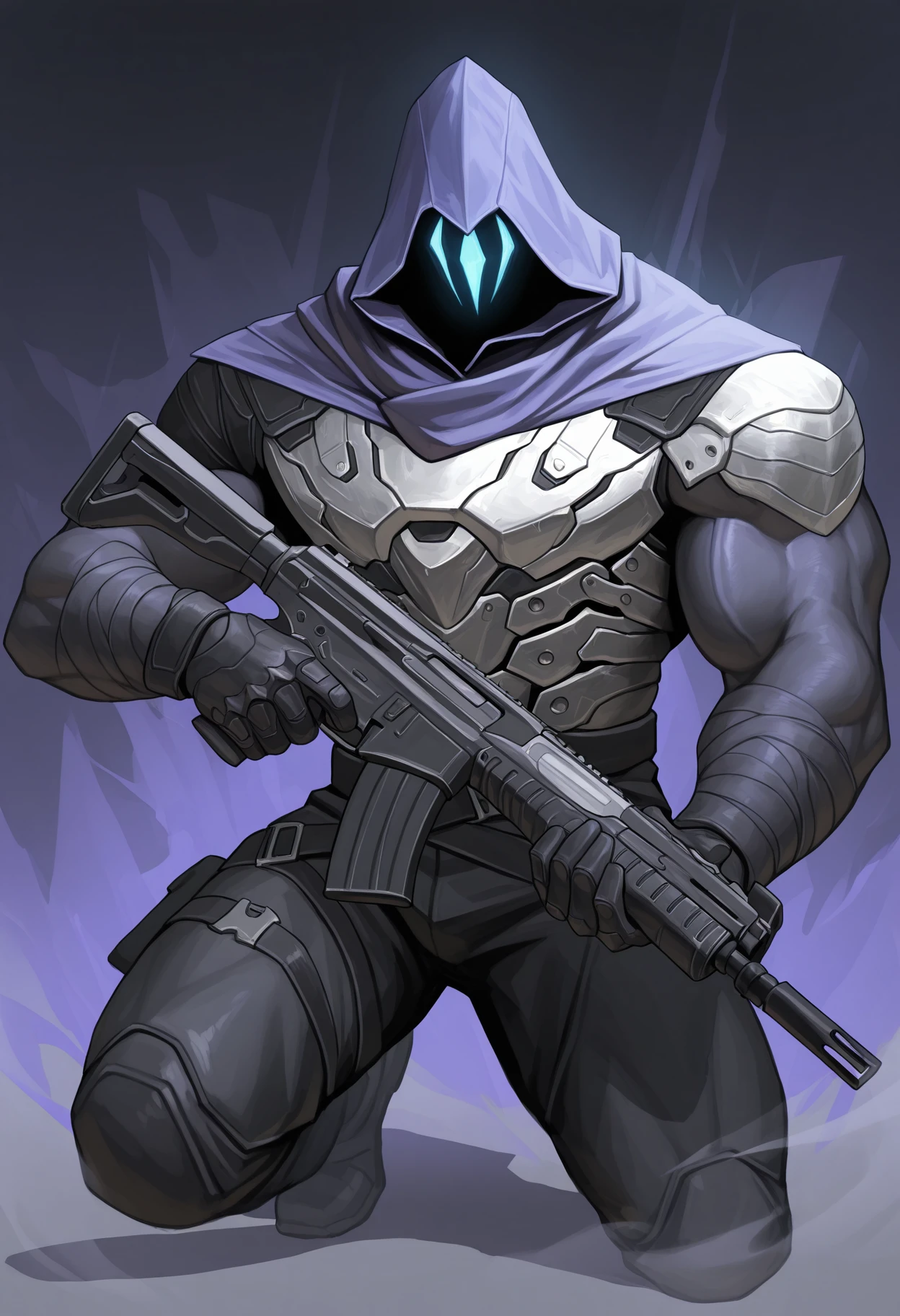 A close up of a person with a gun and a hood on - SeaArt AI